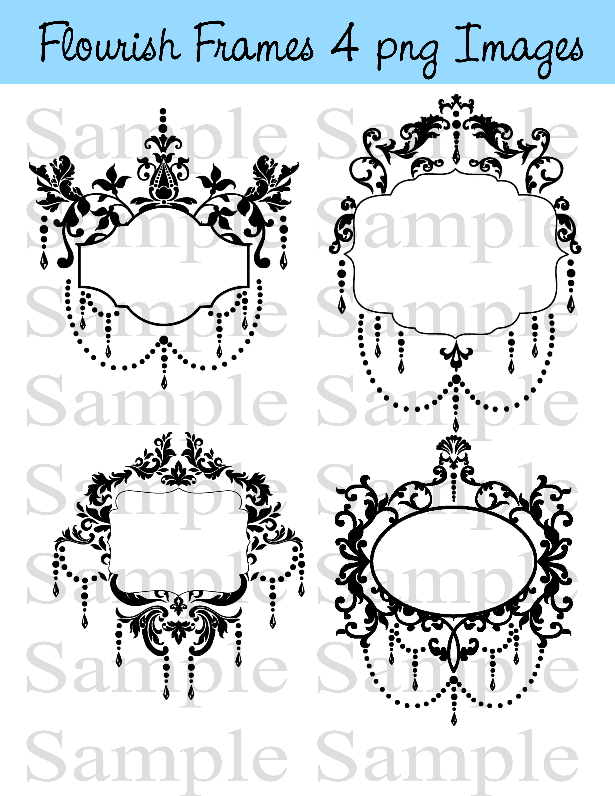 Vintage Flourish Frames Clip Art Digital Flourishes Diy Wedding ...